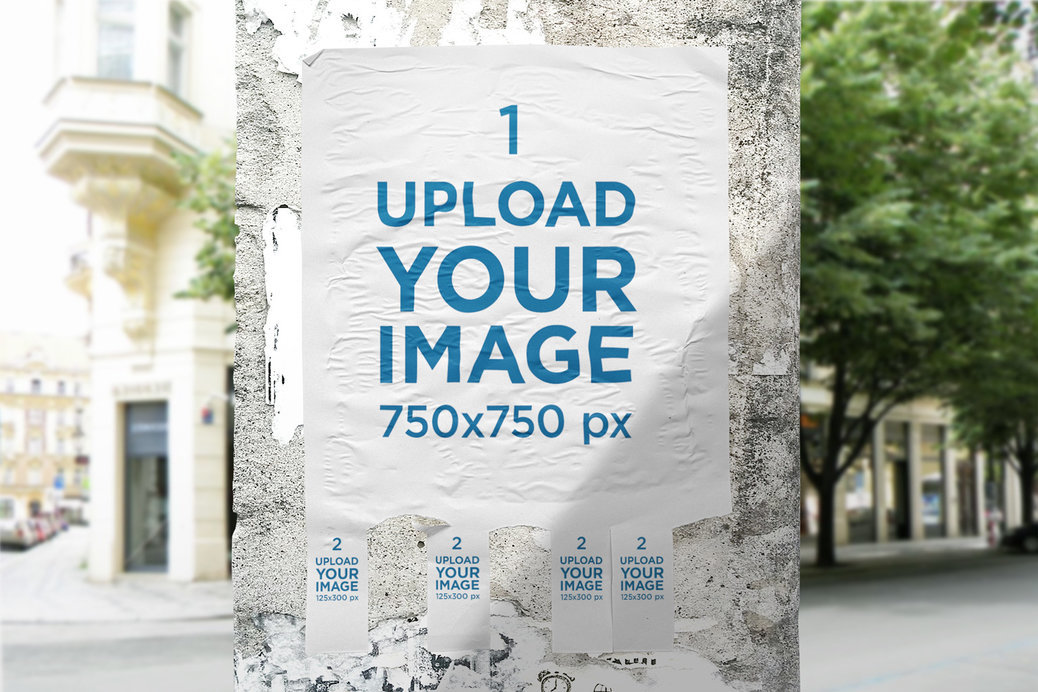 Placeit - Mockup of a Tear-Off Flyer Taped on a Lamppost
