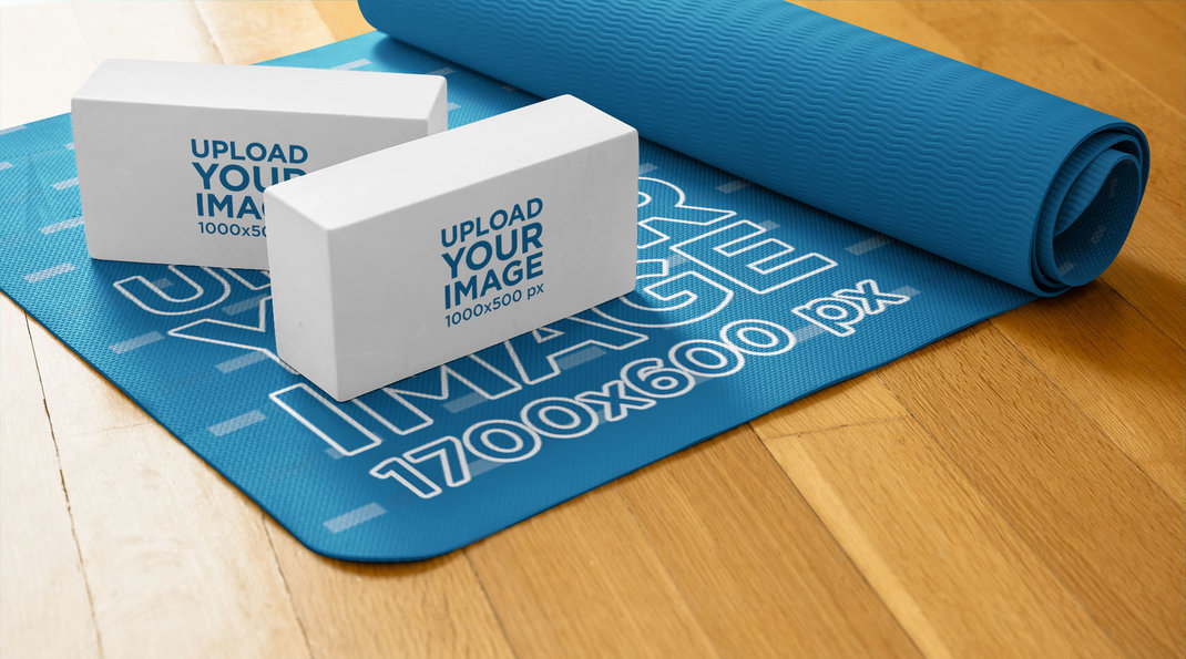 Placeit - Mockup of Two Yoga Blocks over an Exercise Mat
