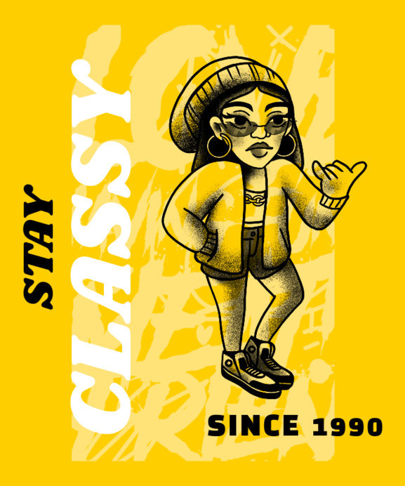 Placeit - Cartoon T-Shirt Design Template with an Uncool Girl Graphic