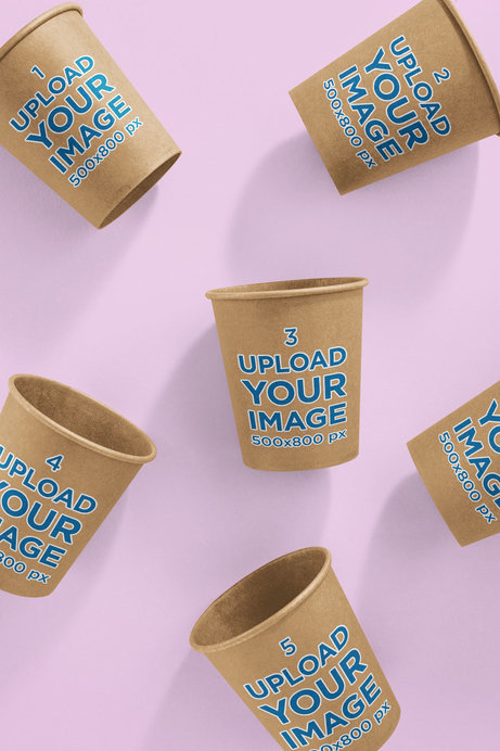 Placeit - Mockup of Six Coffee Cups on a Flat Surface