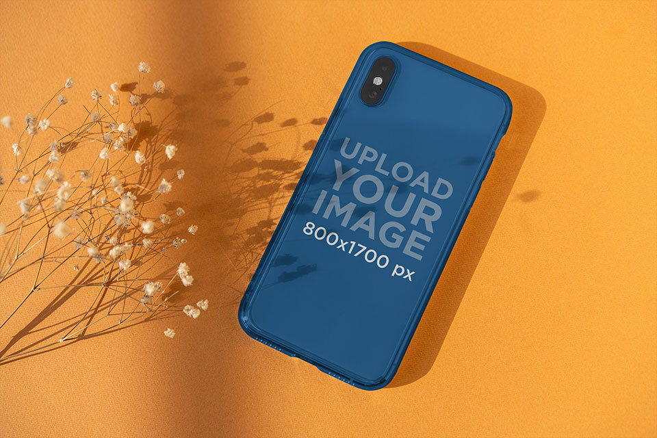 Placeit - Clear Phone Case Mockup Featuring a Plain-Colored Surface