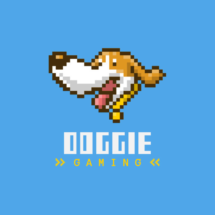 Placeit - Gaming Logo Creator Featuring an 8-Bit Dog Graphic