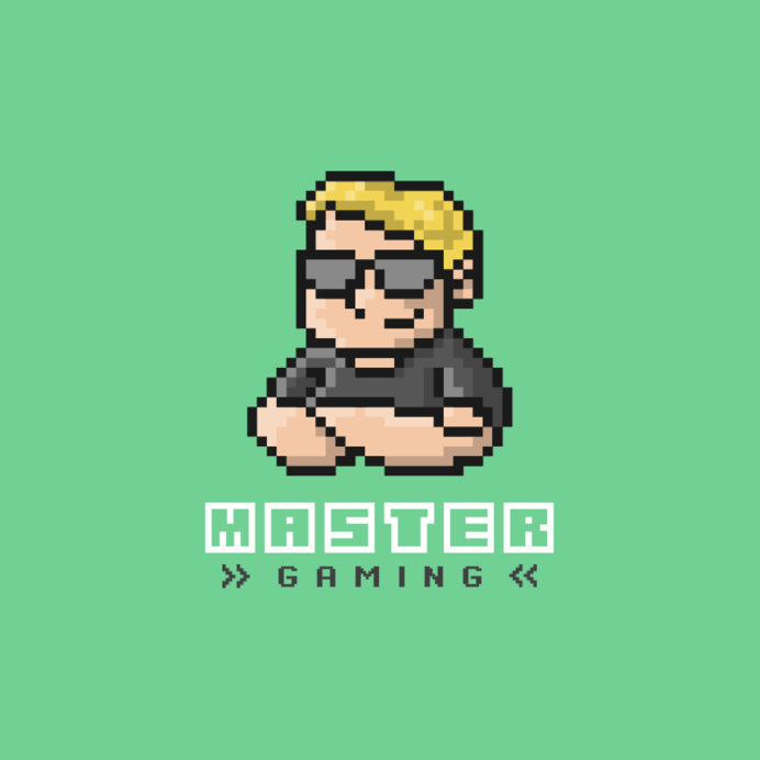 Placeit - 8-Bit Logo Template Featuring a Gamer