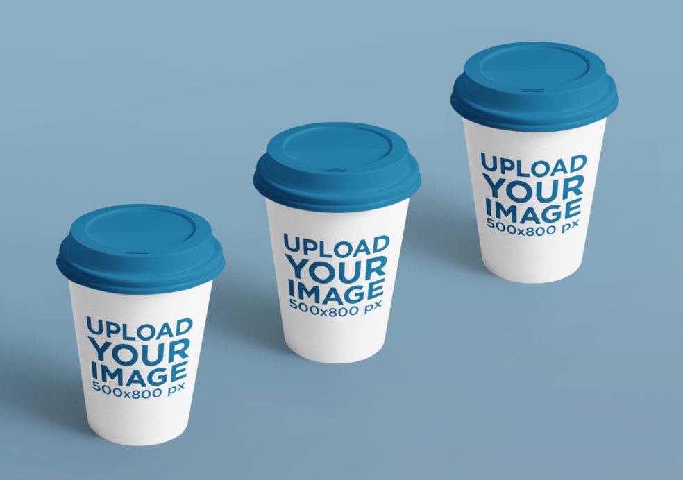 Placeit - Mockup Featuring Three Customizable Coffee Cups on a Solid ...