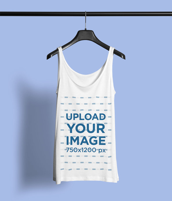 Placeit - Mockup of a Customizable Tank Top on a Plastic Hanger