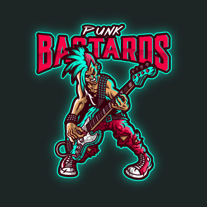 Placeit - Logo Template Featuring a Punk Guitarist