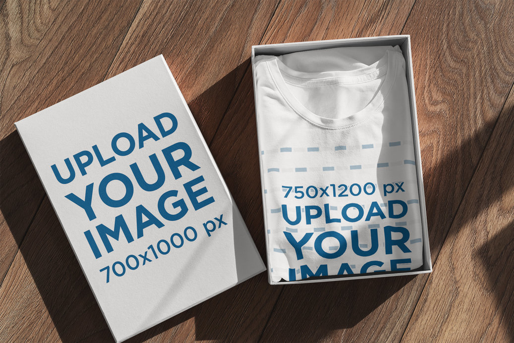 Placeit - Mockup of a Folded T-Shirt Inside a Box
