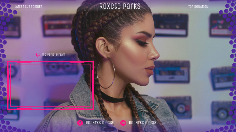 Placeit - Music-Themed Twitch Overlay Creator Featuring Hexagonal Graphics