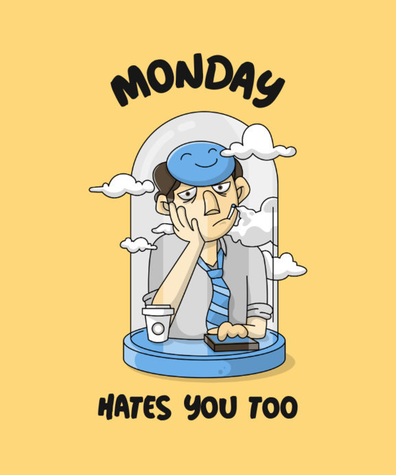 Placeit - Ironic T-Shirt Design Creator with a Sad Cartoon Man