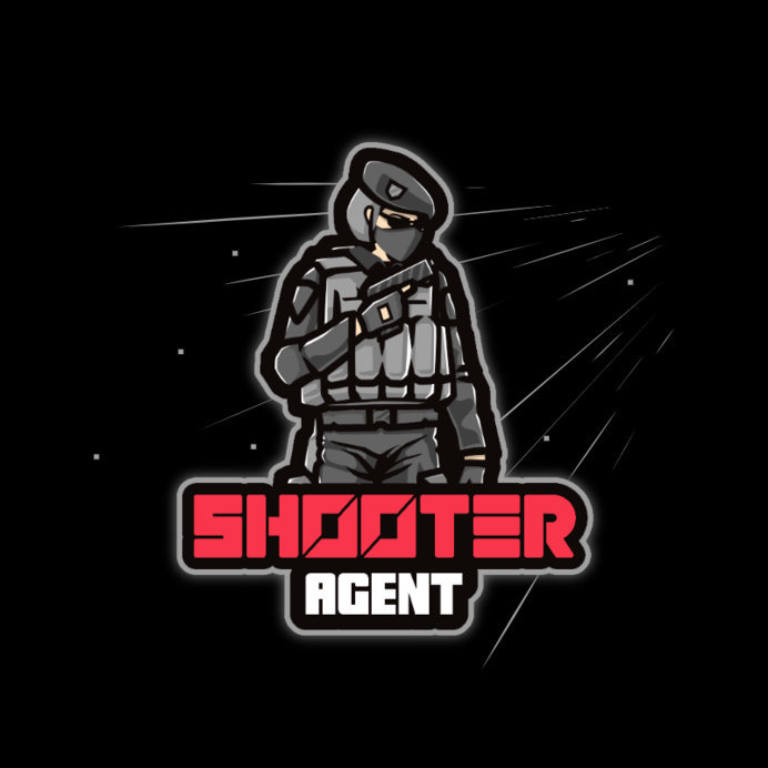 Placeit - Gaming Logo Template Featuring Shooter Character Graphics