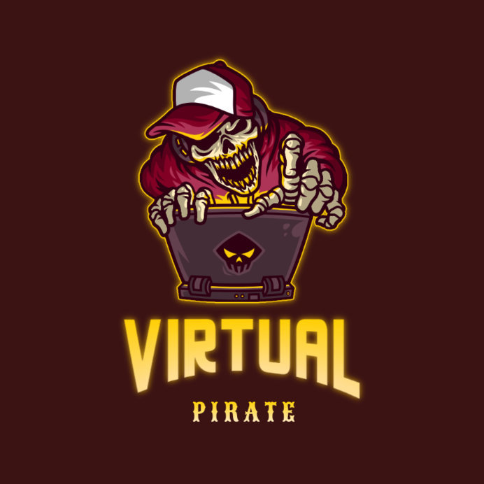 Placeit - Gaming Logo Maker Featuring a Skeleton With a Computer