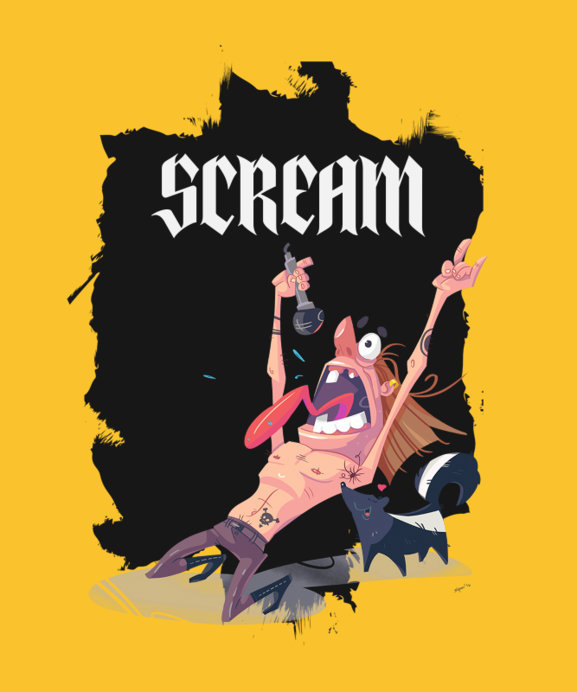 Placeit - T-Shirt Design Template Featuring a Rockstar Screaming