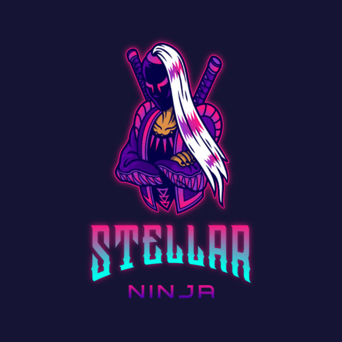 Placeit - Neon Gaming Logo Template Featuring a Female Ninja