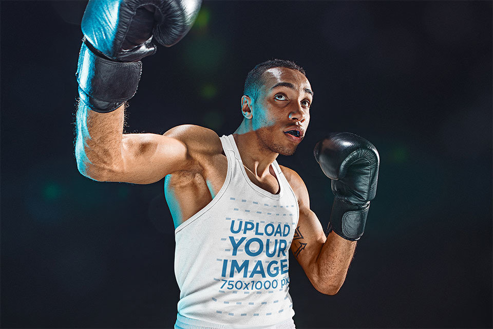 Placeit - Mockup Featuring a Boxer with a Tank Top