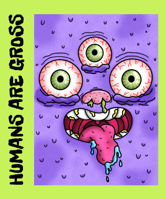 Placeit - Illustrated T-Shirt Design Creator with a Gross Monster's Face