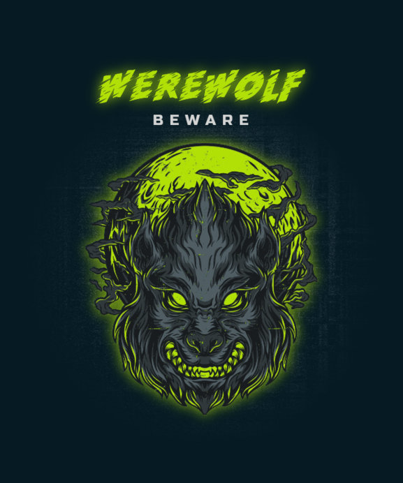 Placeit - T-Shirt Design Creator Featuring a Scary Werewolf Illustration
