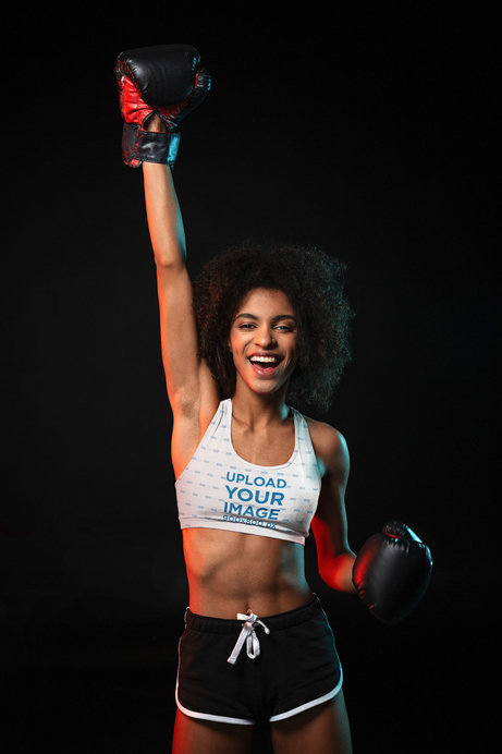 Placeit - Sports Bra Mockup of a Woman Wearing Boxing Gloves