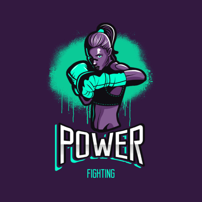 Placeit - Cool Logo Template Featuring a Female Boxer Illustration