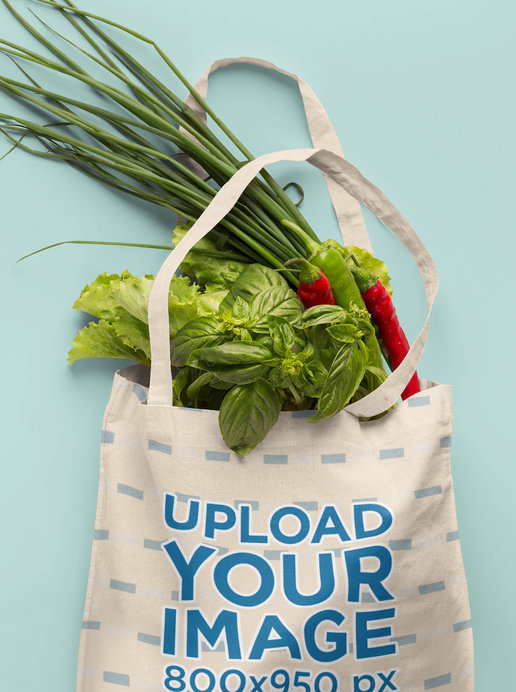 Placeit - Mockup of a Grocery Bag Filled With Vegetables