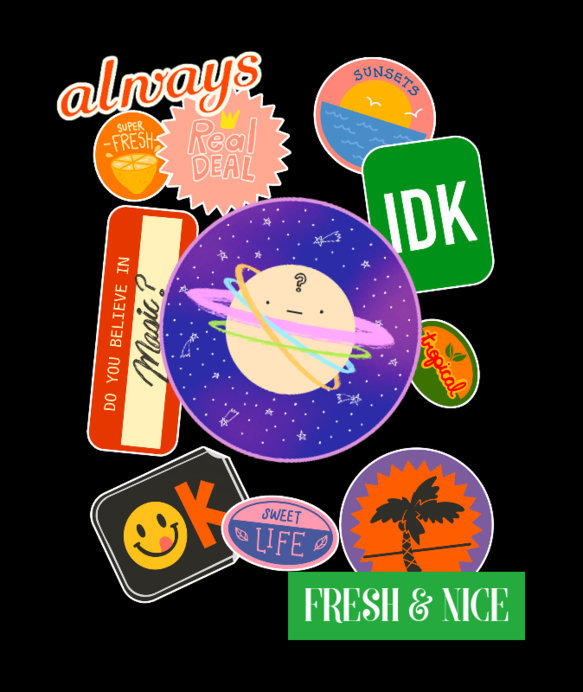 Placeit - Tote Bag Design Template Featuring Fun Stickers