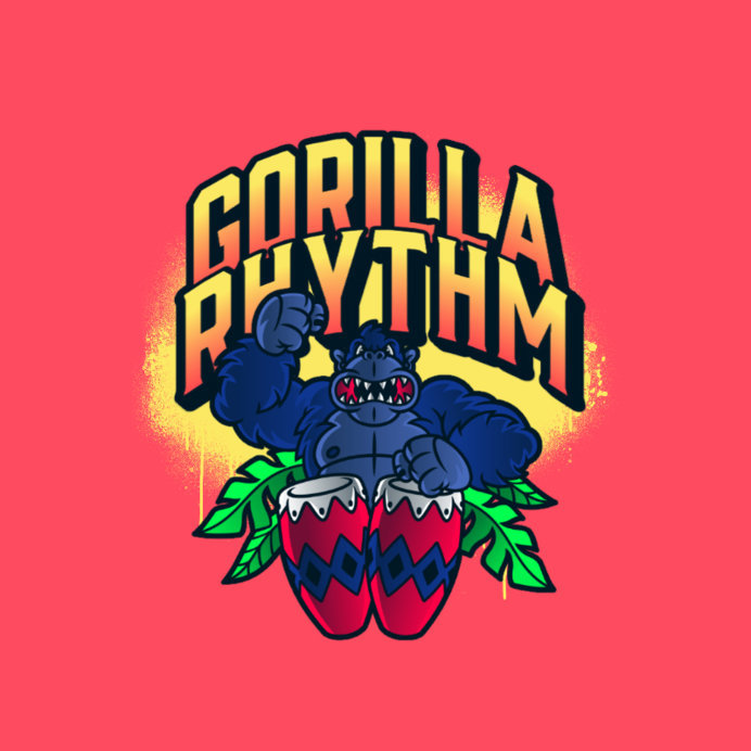 Placeit - Cartoonish Logo Template Featuring a Gorilla Playing the ...