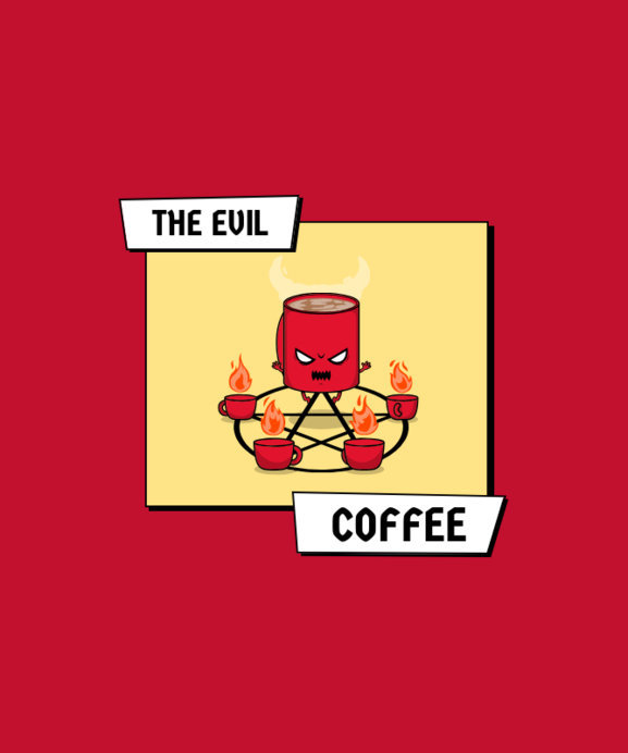 Placeit - T-Shirt Design Generator Featuring an Evil Coffee Cup Character