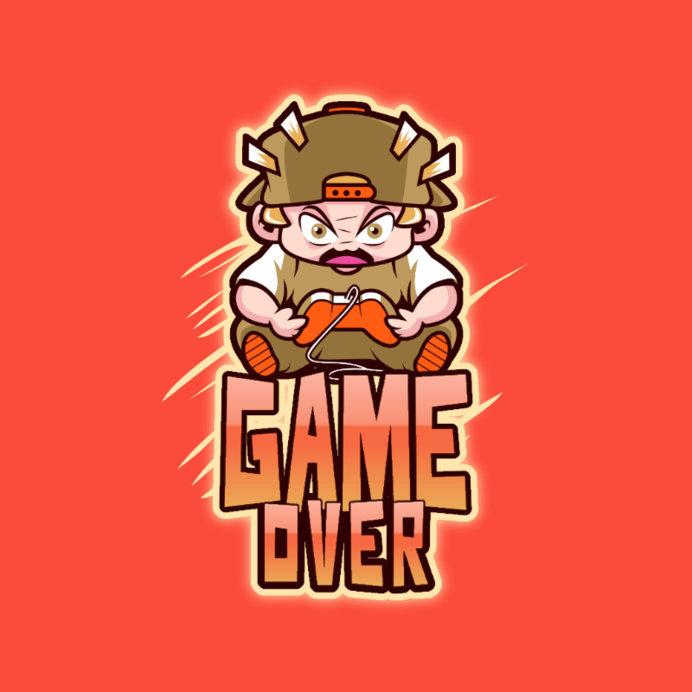 Placeit - Logo Creator Featuring a Mad Chibi Boy Playing Video Games