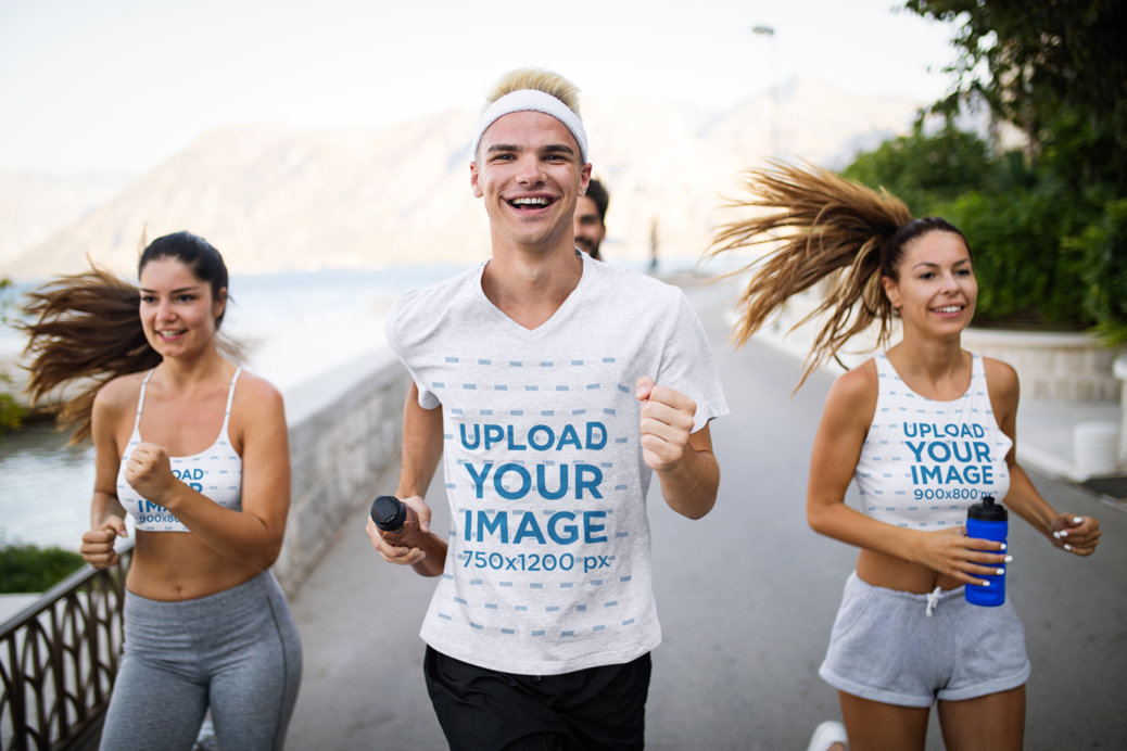 Placeit - T-Shirt, Sports Bra, and Tank Top Mockup of Three Friends ...