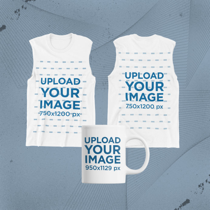 Placeit - Merch Bundle Mockup Featuring an 11 oz Mug and a Both Sides ...