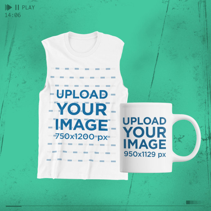 Placeit - Merch Bundle Mockup Featuring a Front-View Sleeveless Shirt ...