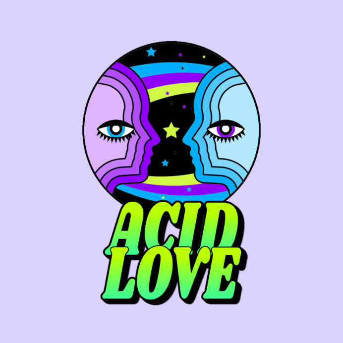 Placeit - Trance Music Logo Maker Featuring Two Psychedelic Humans
