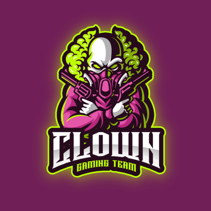 Placeit - Gaming Team Logo Maker Featuring a Horror Clown with Guns