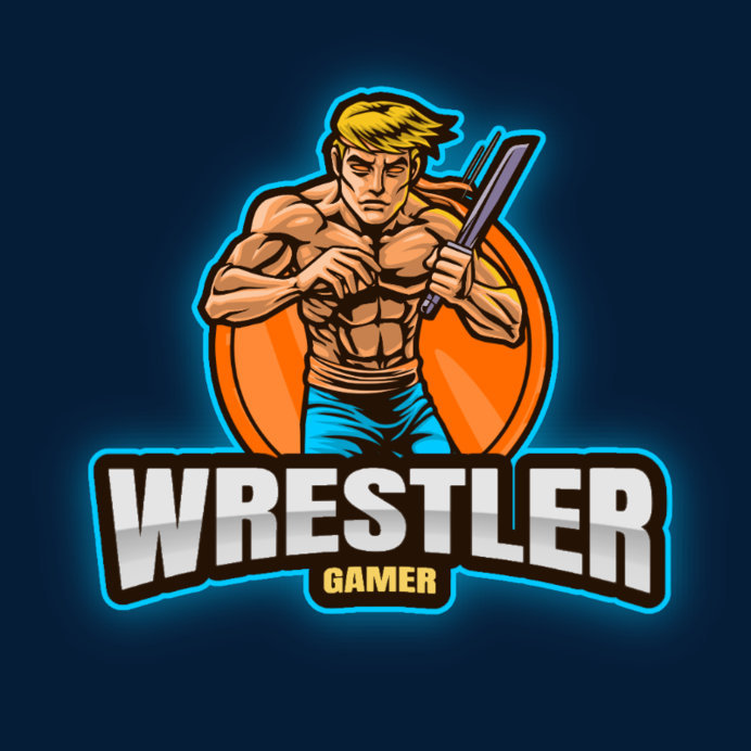 Placeit - Gaming Logo Template Featuring a Wrestler Graphic