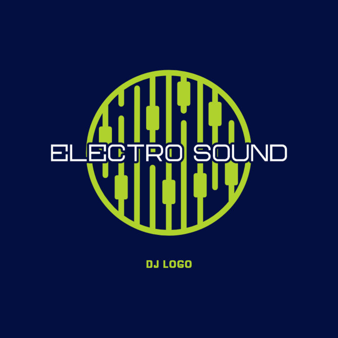 Placeit - DJ logo Maker Featuring a Neon Audio Mixer Graphic