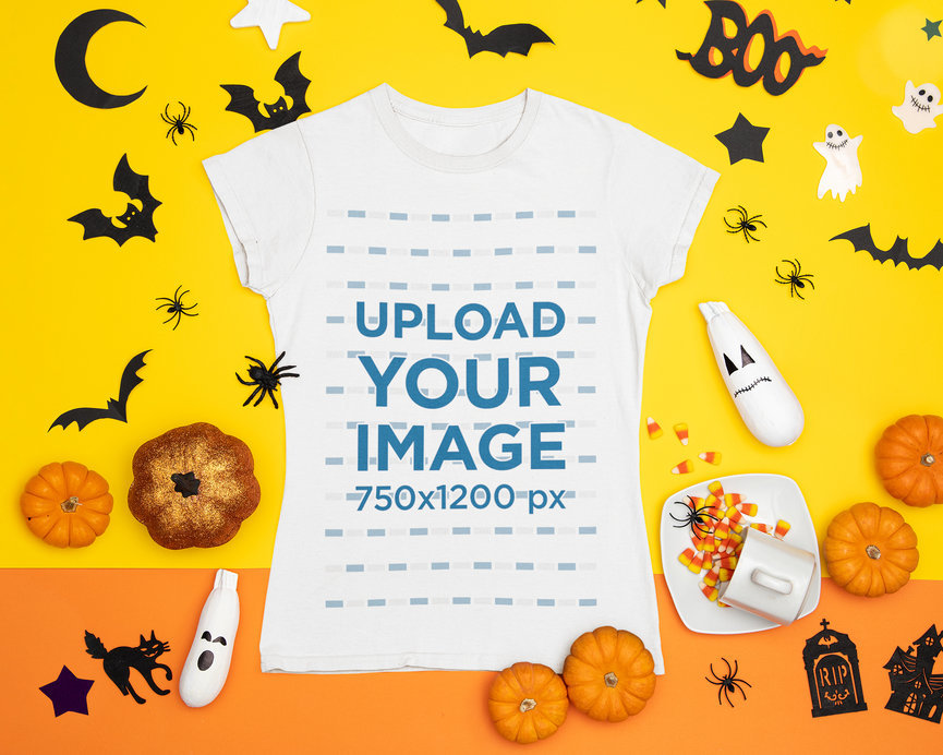 Placeit - Halloween-Themed Mockup Featuring a T-Shirt Placed Among ...