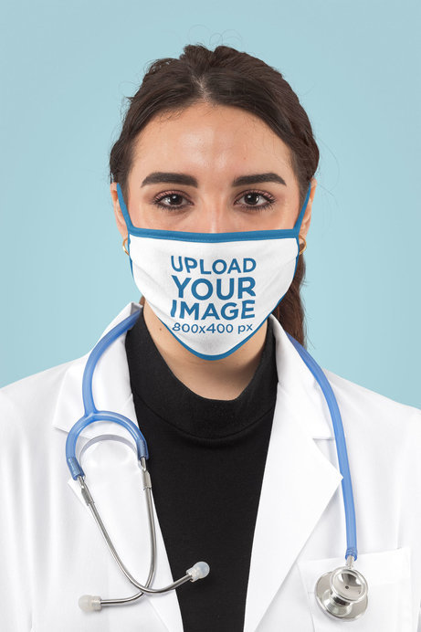 Placeit - Mockup of a Female Doctor Wearing a Face Mask