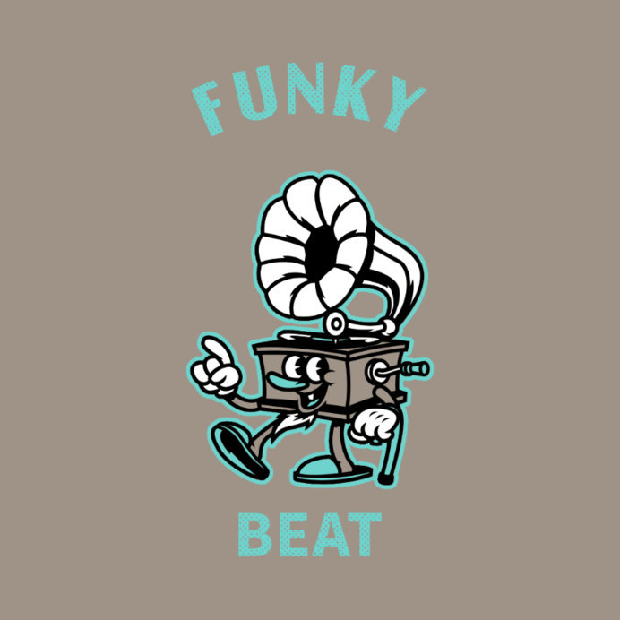Placeit - Funky Music Logo Template with a Cartoonish Illustration