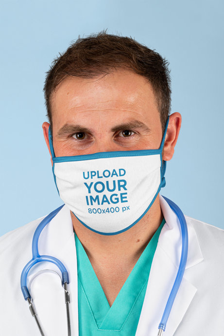 Placeit - Mockup of a Doctor Wearing a Face Mask at a Studio