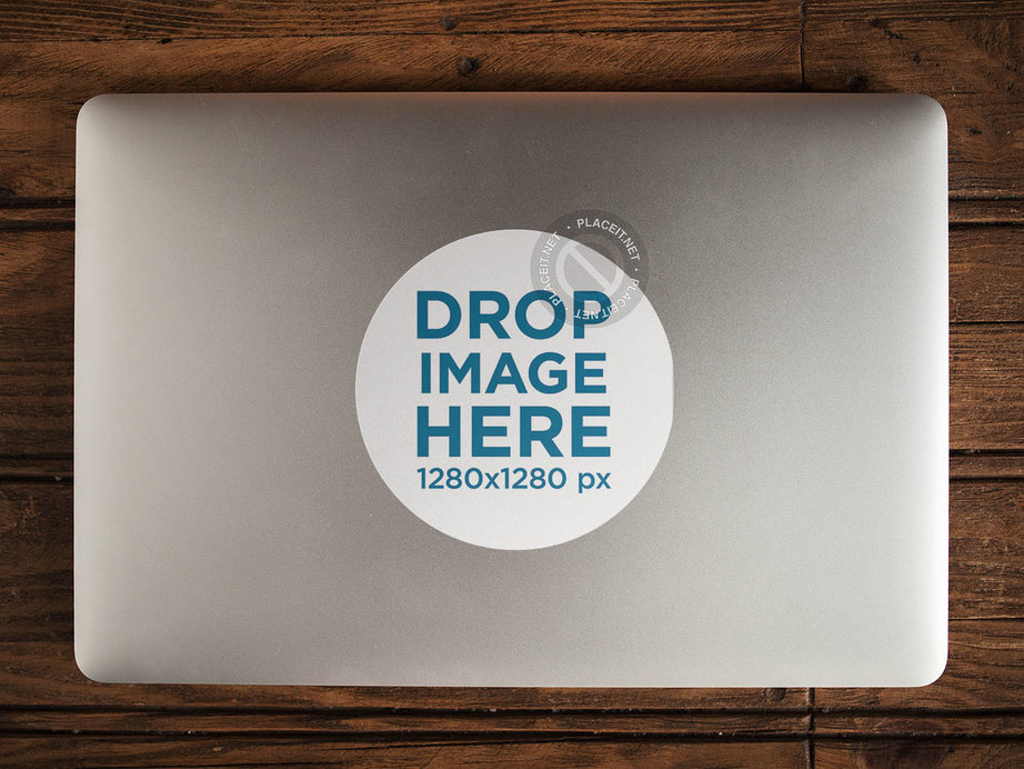Placeit - Sticker on Top of a MacBook Mockup