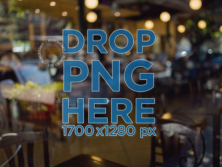 Placeit - Window Decal Mockup at a Restaurant