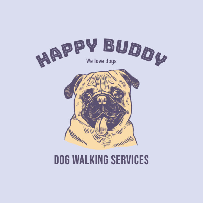 Placeit - Dog Walking Services Company Logo Maker with a Pug Graphic