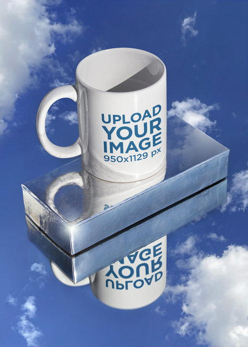 Placeit - 11 oz Coffee Mug Mockup Featuring a Mirror Surface