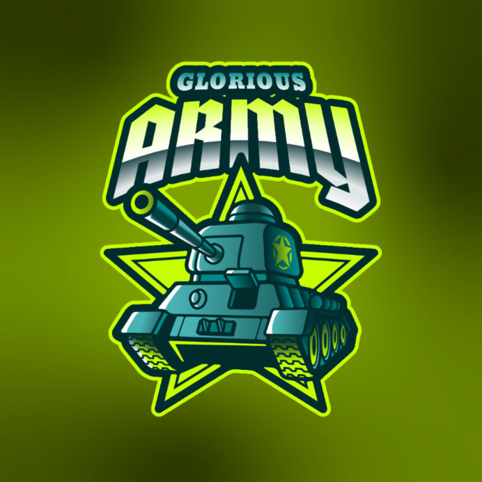 Placeit - Gaming Logo Template Featuring an Illustrated Army Tank Graphic