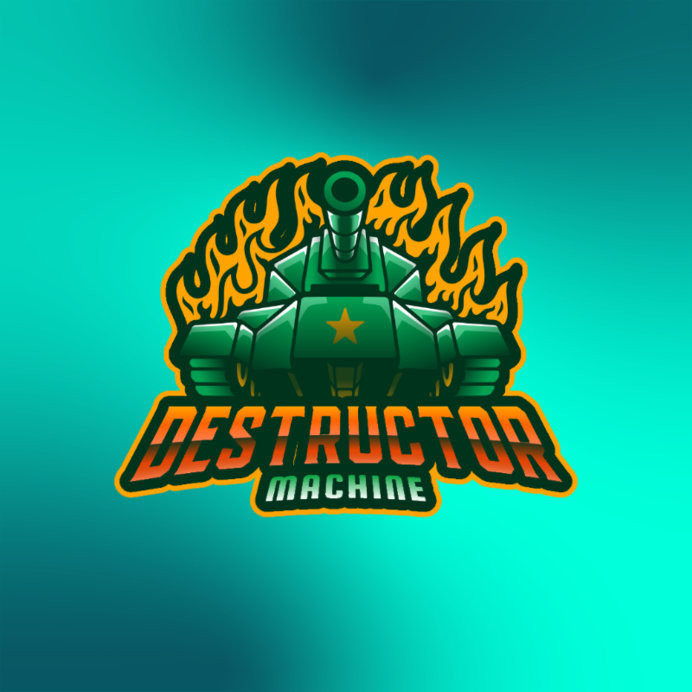 Placeit - Gaming Logo Template Featuring an Armored Tank with Flames