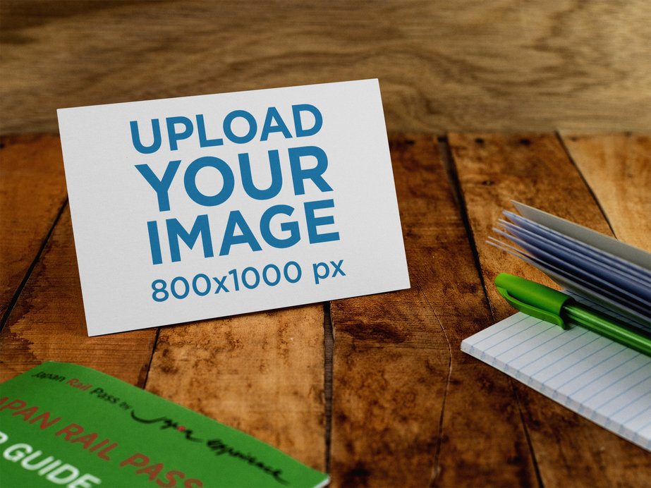 Placeit - Postcard Template On a Wooden Table