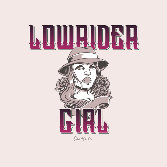 Placeit - Cholo-Inspired Clothing Logo Template with a Graphic of a Woman