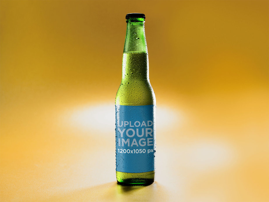 Placeit - Green Lager Beer Bottle Template Against an Orange Background