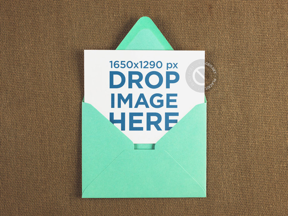Placeit - Invite Coming out of a Green Envelope Template