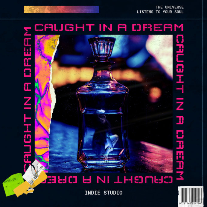 Placeit - Indie Album Cover Template with Neon Colors