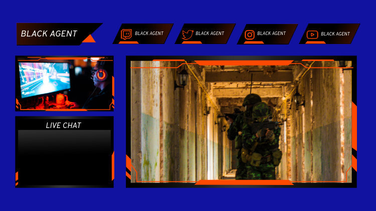 Placeit - Gaming Twitch Overlay Template with a Live Chat Panel